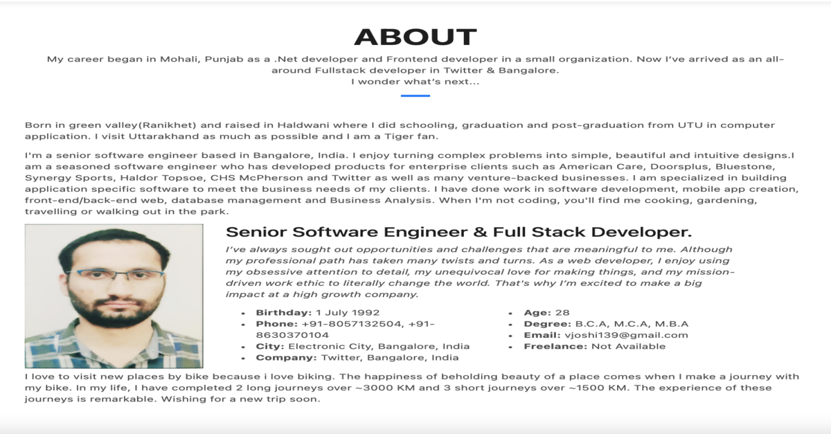 Vivek Chandra Joshi Portfolio